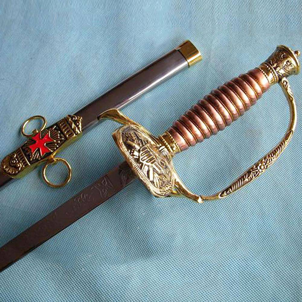 Knights Templar Sword - Red Cross Gold 35.6" | Bricks Masons